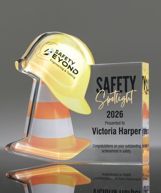 Acrylic Caution Cone & Hard Hat Award | Edco Awards