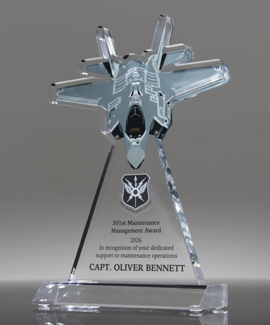 Acrylic F-15 Eagle Military Jet Trophy | Edco Awards