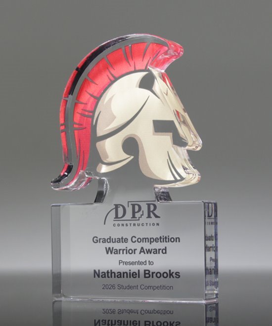 Acrylic Trojan Helmet Trophy | Warrior Award | Edco Awards