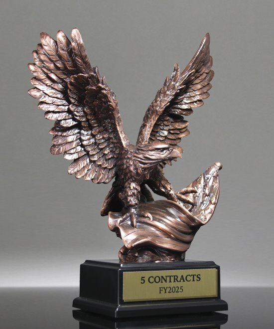 Bronze Eagle Trophy With American Flag | RFB800 | Edco Awards