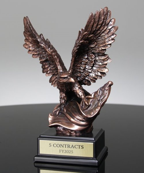 Bronze Eagle Trophy With American Flag | RFB800 | Edco Awards