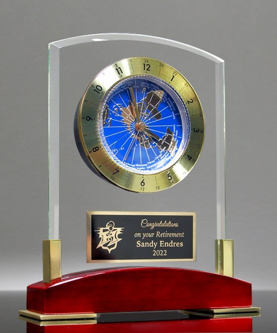 Beveled Glass World Clock Award | BC1020 | Edco Awards