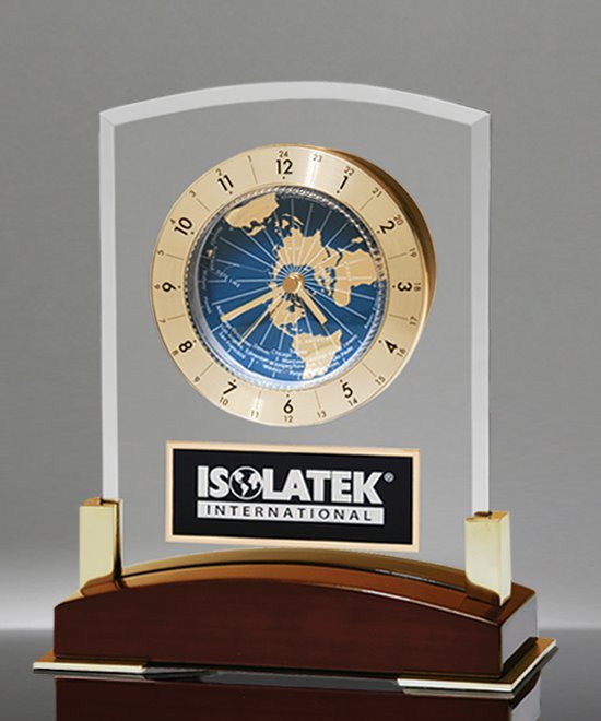 Beveled Glass World Clock Award | BC1020 | Edco Awards