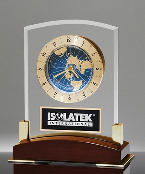 Beveled Glass World Clock Award | BC1020 | Edco Awards