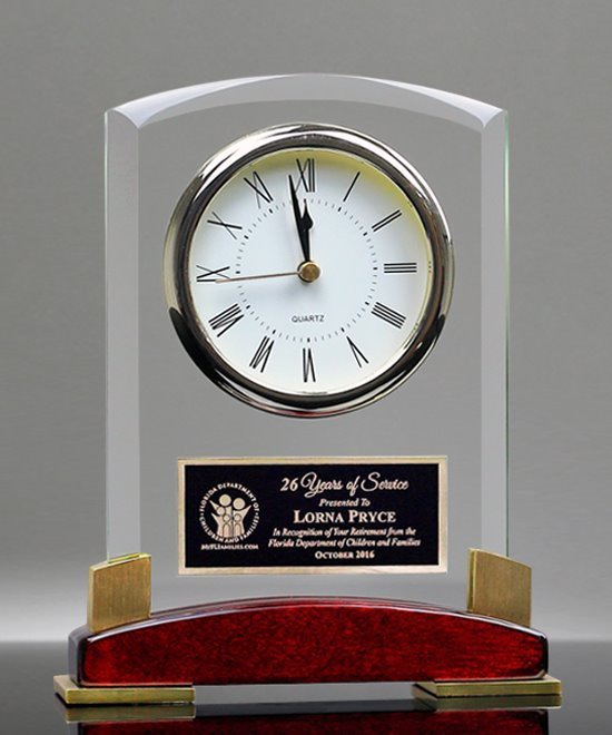Beveled Glass Award Clock | BC872 | Edco Awards