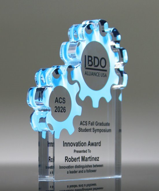 Connected Gears Acrylic Block Trophy | Edco Awards