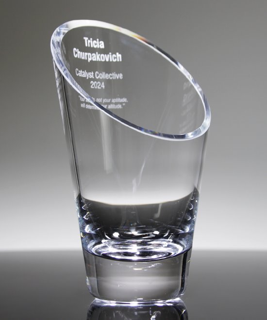 Luminous Glass Slanted Trophy Vase | Edco Awards