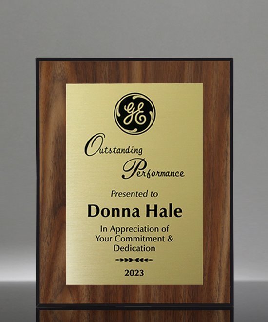 Black-Edge Walnut Value Plaque With Gold Plate | Edco Awards