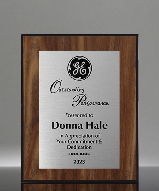Black-Edge Walnut Value Plaque With Silver Plate | Edco Awards