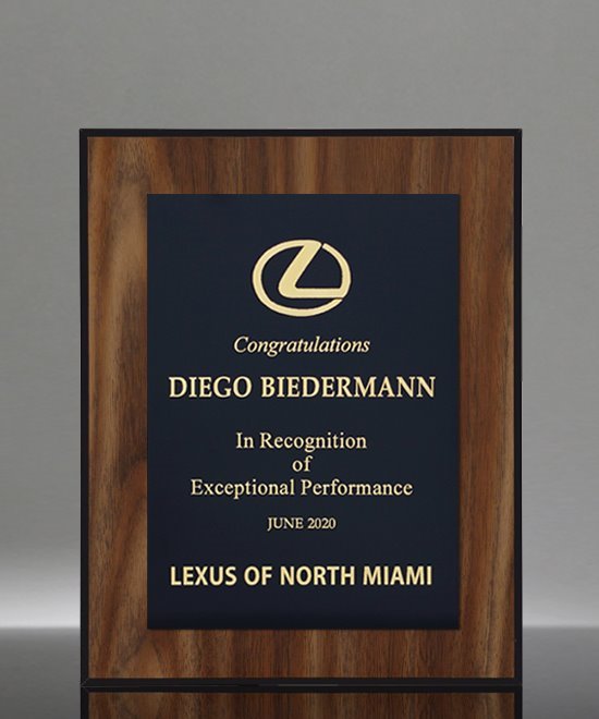 Laser Engraved Black-Edge Walnut Value Plaque | Edco Awards