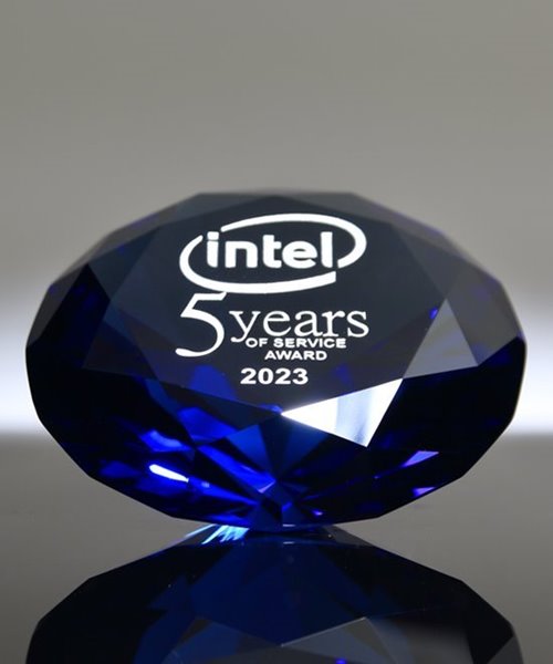 Blue Crystal Diamond Paperweight Award | Edco Awards