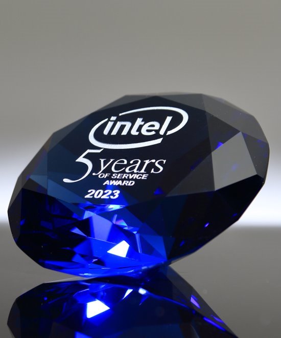 Blue Crystal Diamond Paperweight Award | Edco Awards