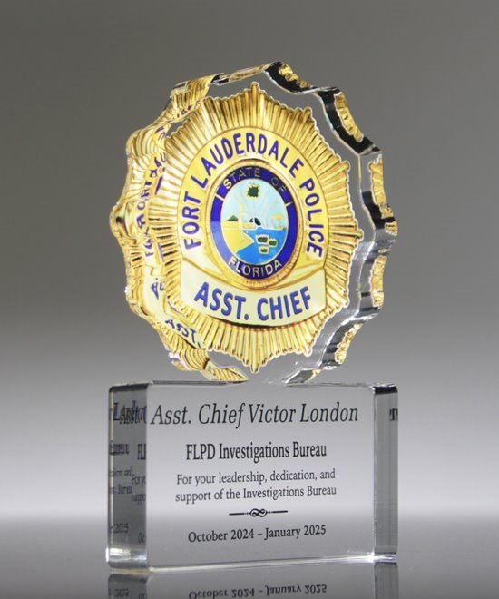 Gold Police Badge Acrylic Trophy | Edco Awards