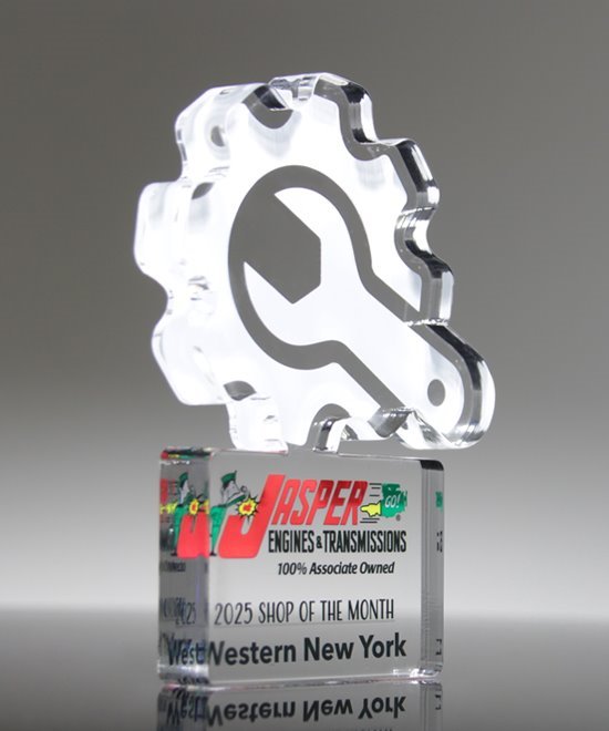 Acrylic Gear Wrench Trophy - Full Color | Edco Awards