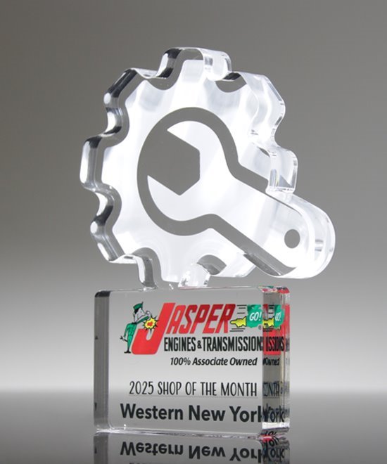 Acrylic Gear Wrench Trophy - Full Color | Edco Awards