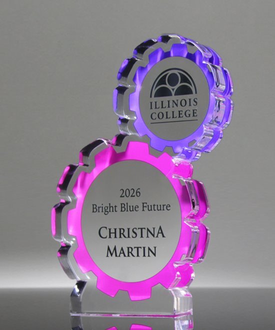 Connected Gears Acrylic Paperweight Award