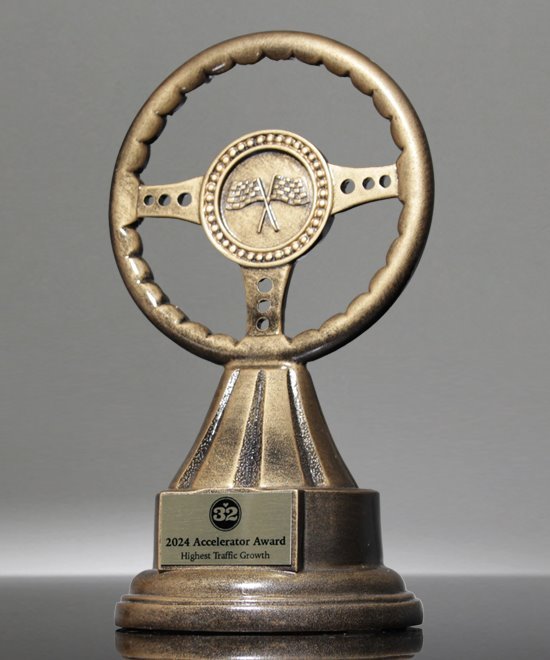Gold Steering Wheel Resin Trophy | RF39 | Edco Awards