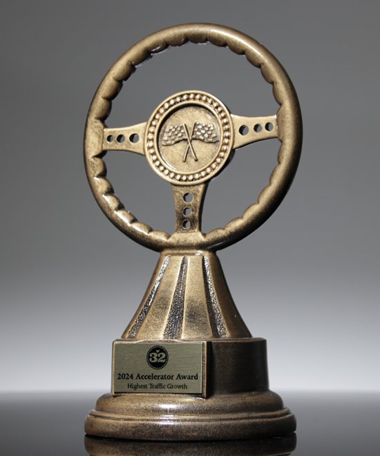 Gold Steering Wheel Resin Trophy | RF39 | Edco Awards