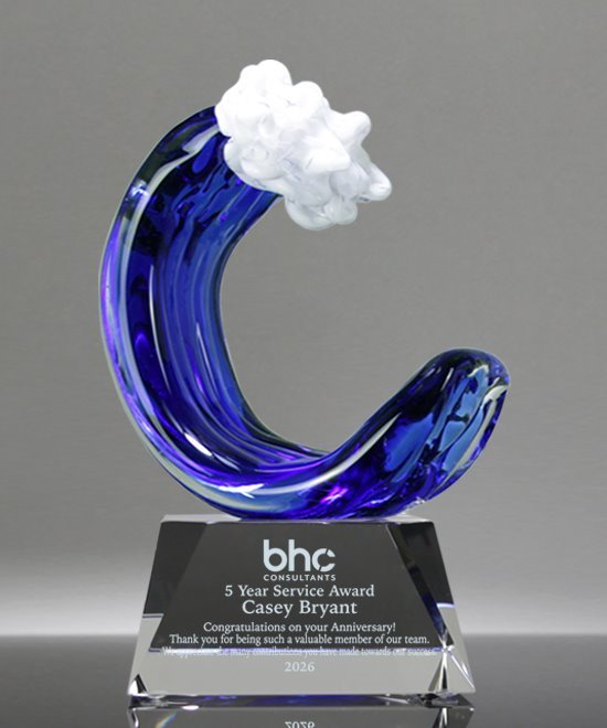 Blue Wave Art Glass Trophy | Edco Awards