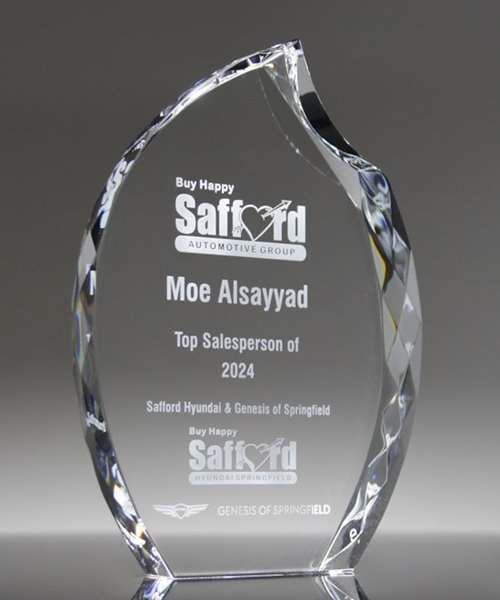 Diamond Edge Clear Crystal Flame Award | Edco Awards