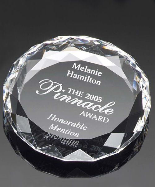 Multifaceted Crystal Round Paperweight | Edco Awards
