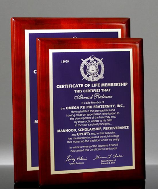 Gloss Rosewood Designer Plaque with Purple Plate | Edco Awards