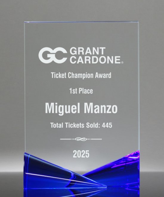 Blue Ribbon Crystal Rectangle Award | Edco Awards