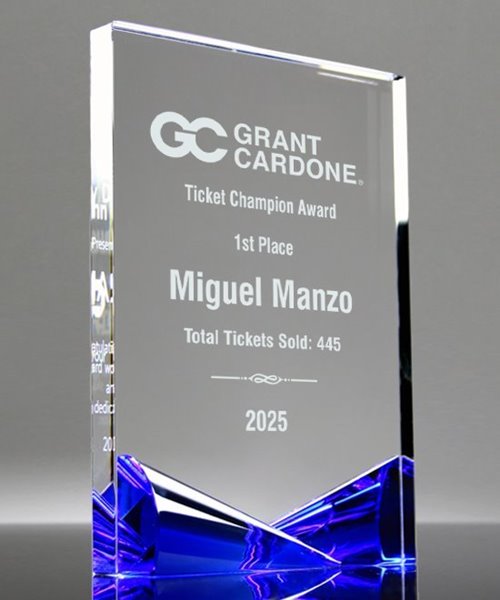Blue Ribbon Crystal Rectangle Award | Edco Awards
