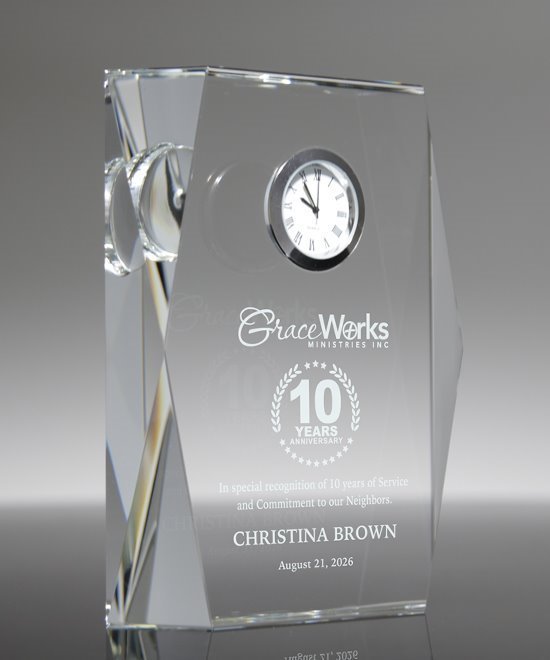 Faceted Crystal Clock Award | Edco Awards