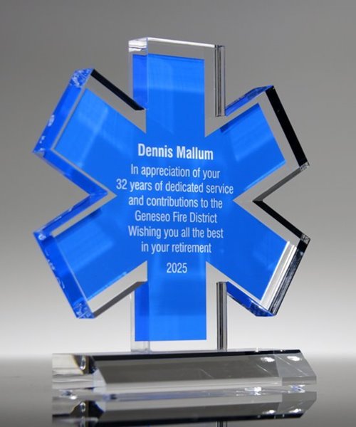 Star of Life EMS Clear Acrylic Trophy | Edco Awards