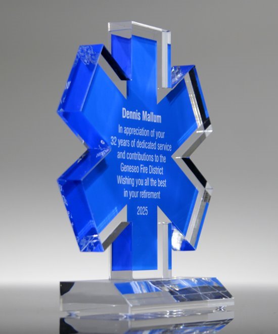 Star of Life EMS Clear Acrylic Trophy | Edco Awards