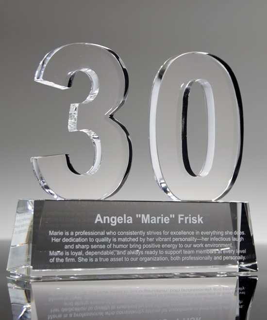 Crystal 30 Years of Service Award | Edco Awards