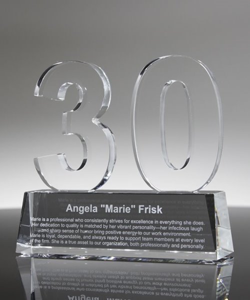 Crystal 30 Years of Service Award | Edco Awards