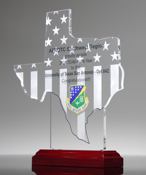 Texas State Shape Pop-In Trophy Award with Color Printing | Edco Awards