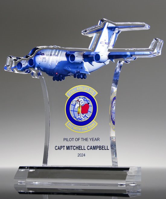 Custom Aircraft Acrylic Award | Airplane Pilot Trophy | Edco Awards