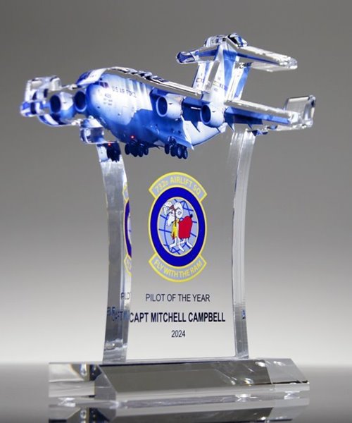 Custom Aircraft Acrylic Award | Airplane Pilot Trophy | Edco Awards