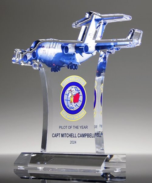 Custom Aircraft Acrylic Award | Airplane Pilot Trophy | Edco Awards