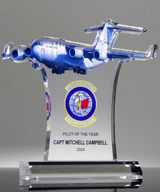 Custom Aircraft Acrylic Award | Airplane Pilot Trophy | Edco Awards