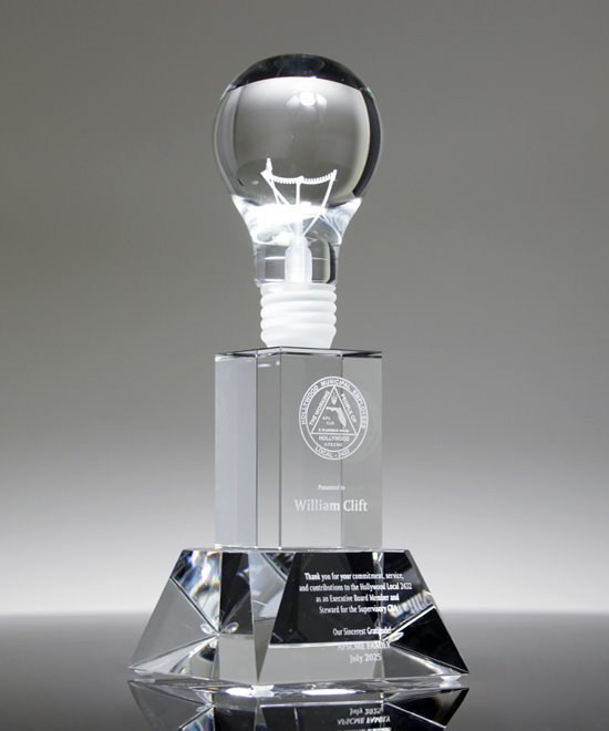 Visionary Crystal Light Bulb Trophy | Lightbulb Award | Edco Awards