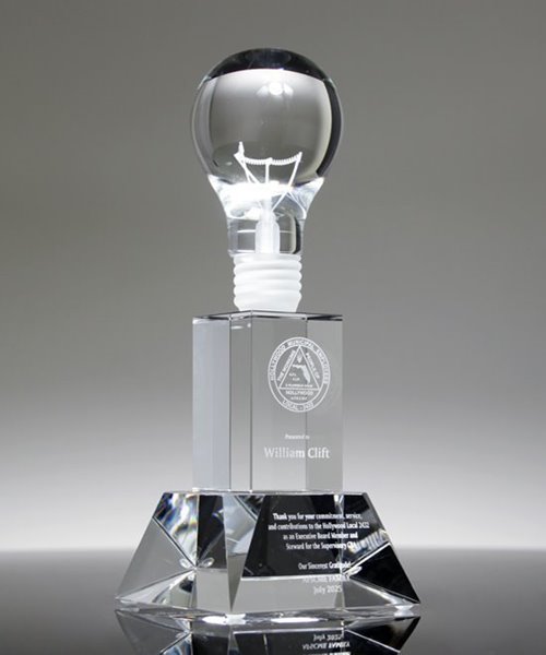 Visionary Crystal Light Bulb Trophy | Lightbulb Award | Edco Awards