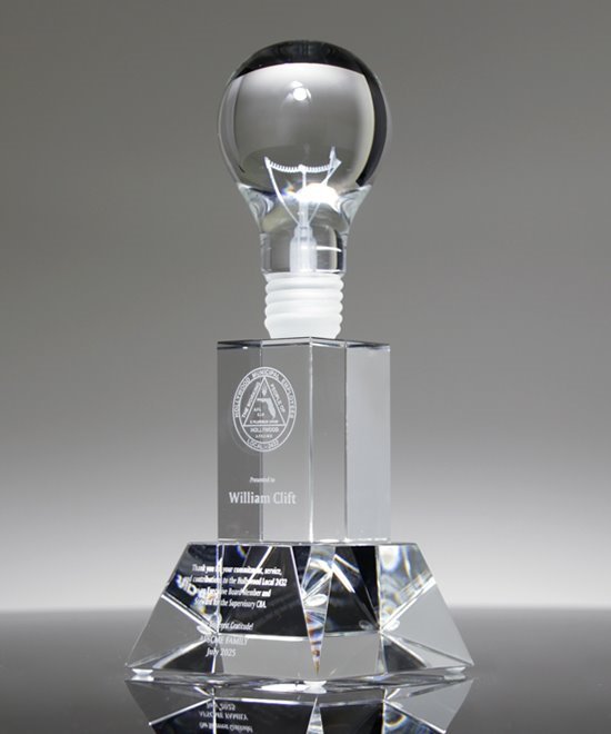 Visionary Crystal Light Bulb Trophy | Lightbulb Award | Edco Awards