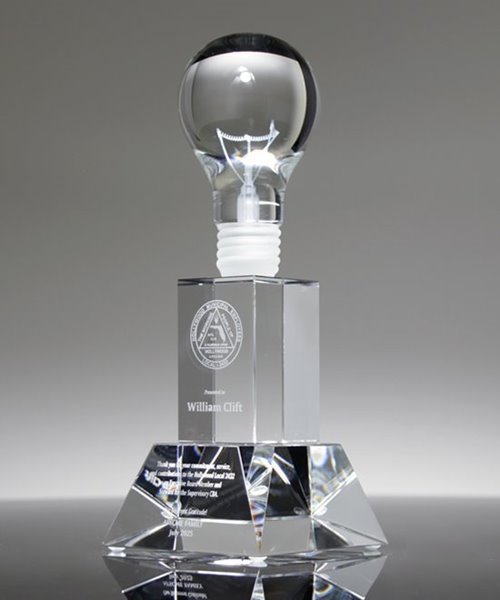Visionary Crystal Light Bulb Trophy | Lightbulb Award | Edco Awards