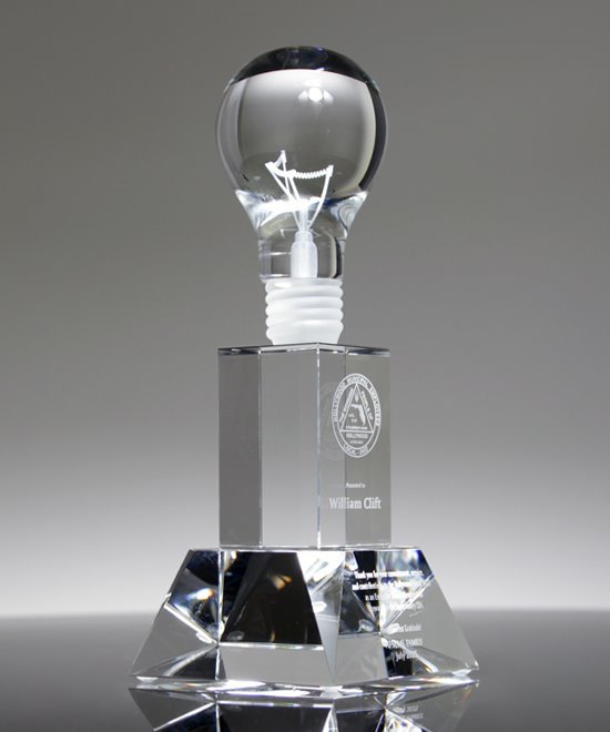 Visionary Crystal Light Bulb Trophy | Lightbulb Award | Edco Awards