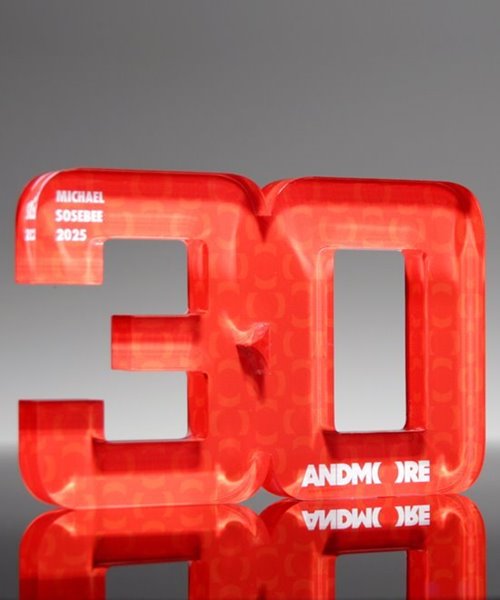 Modern Acrylic Number 30 Trophy | Edco Awards
