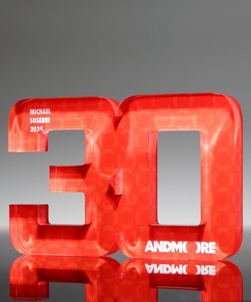 Modern Acrylic Number 30 Trophy | Edco Awards