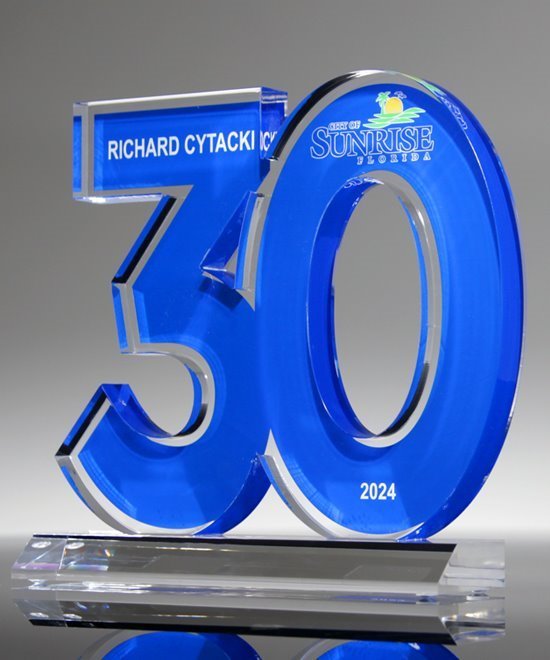 Number 30 Acrylic Award | Edco Awards