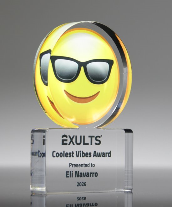Emoji Sunglasses Face Trophy | Cool Under Pressure Award | Edco Awards