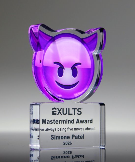 Emoji Mischievous Face Trophy | The Mastermind Award | Edco Awards