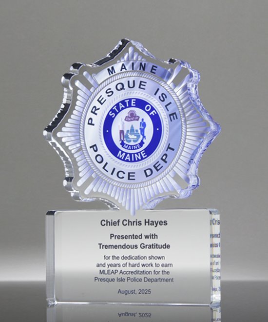 Acrylic Police Badge Award | Silver Badge Trophy | Edco Awards