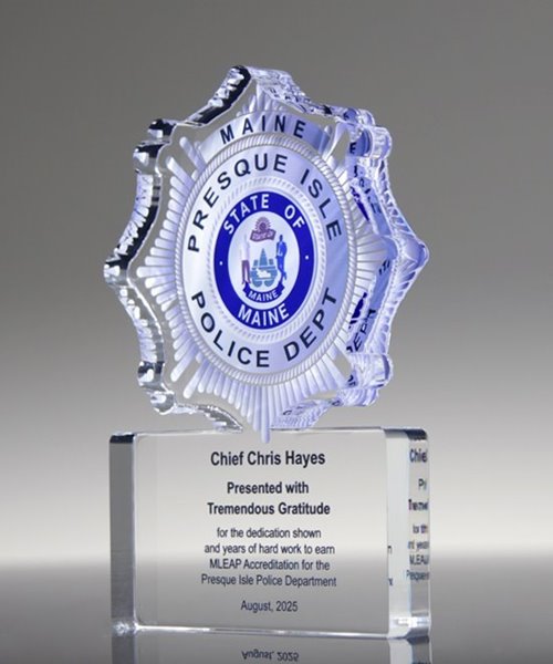 Acrylic Police Badge Award | Silver Badge Trophy | Edco Awards